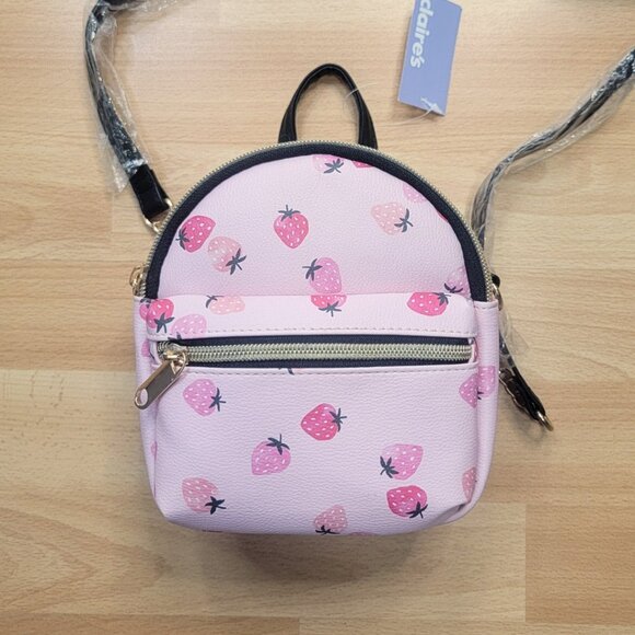 Claire's | Bags | Nwt Pink Strawberry Backpack Crossbody Bag | Poshmark